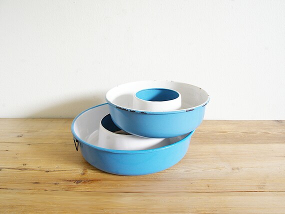 Vintage Gelatin Mold Blue Enamel Pan Jelly Form Old Patina - Etsy