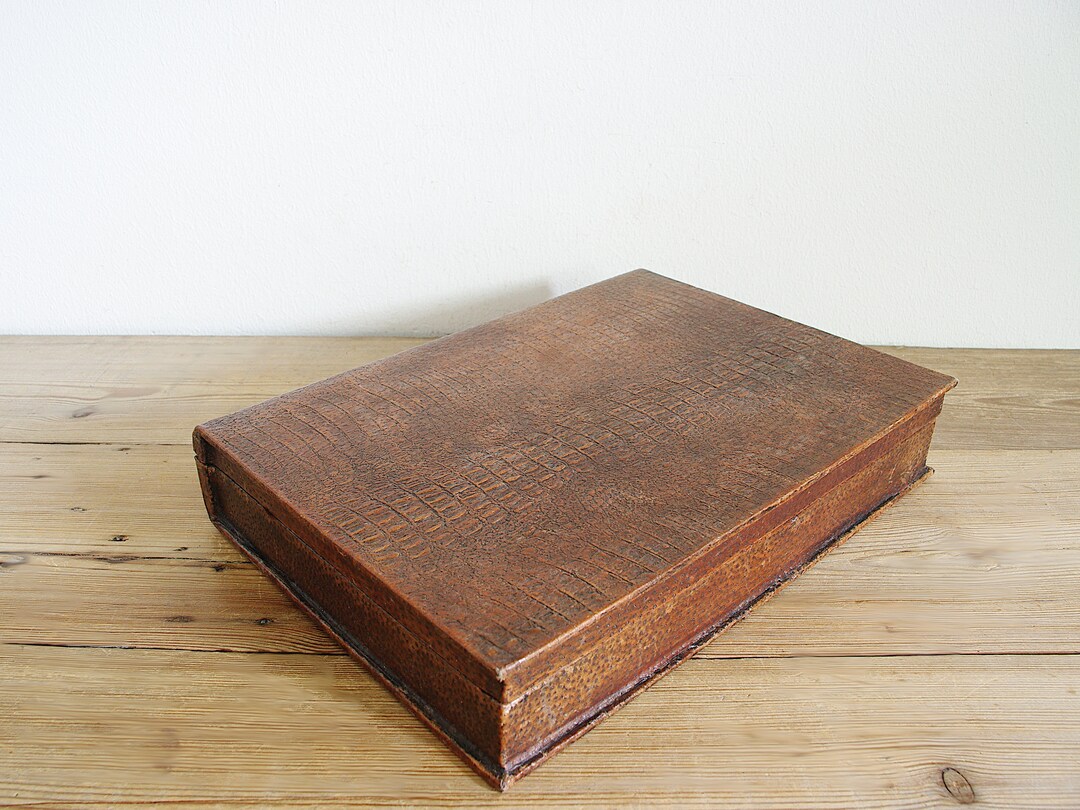 Vintage Wooden Leather Covered Box With Lid, Art Deco Jewelry Box With ...