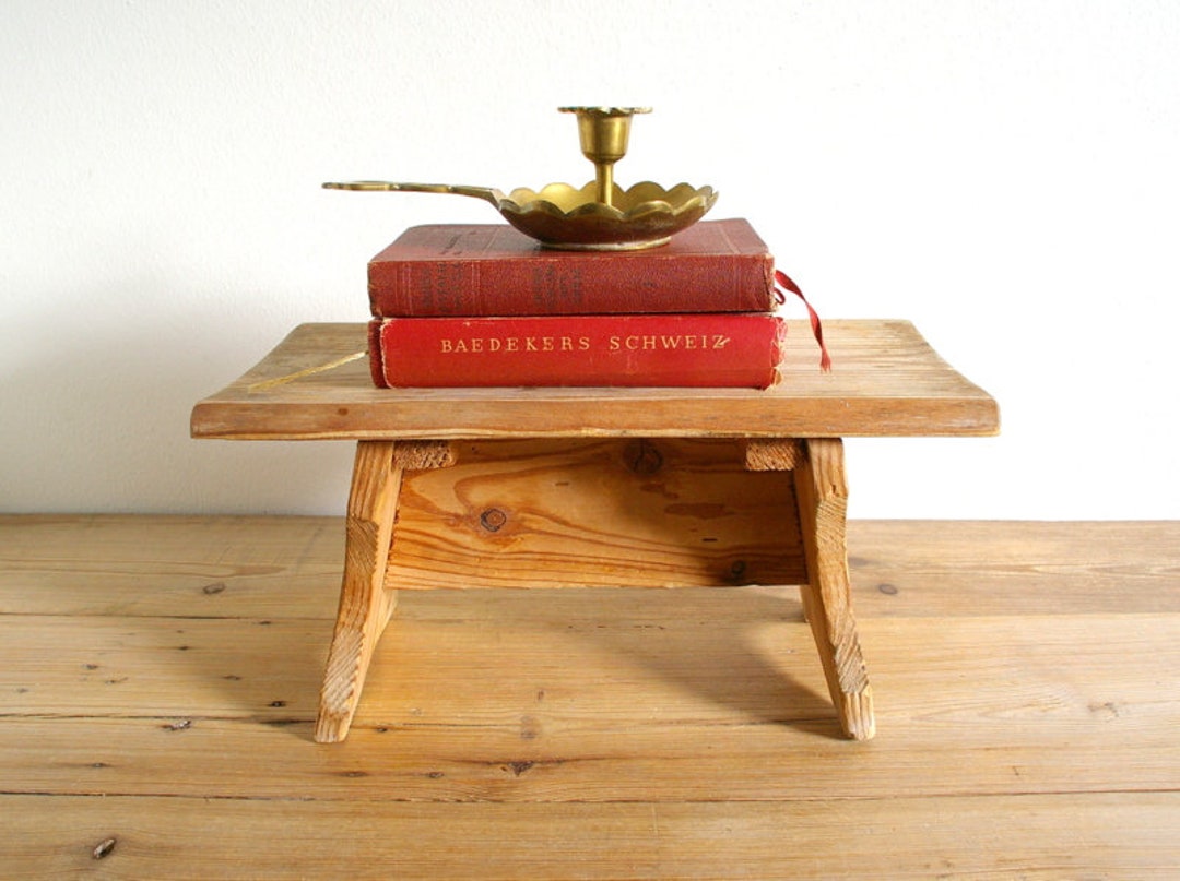 Vintage Wooden Step Stool, Foot Stool Primitive, Rustic Side Table, Bed ...