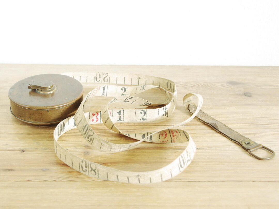 Vintage Antique Cloth Tape Measure in Leather Case With Brass Winding ...