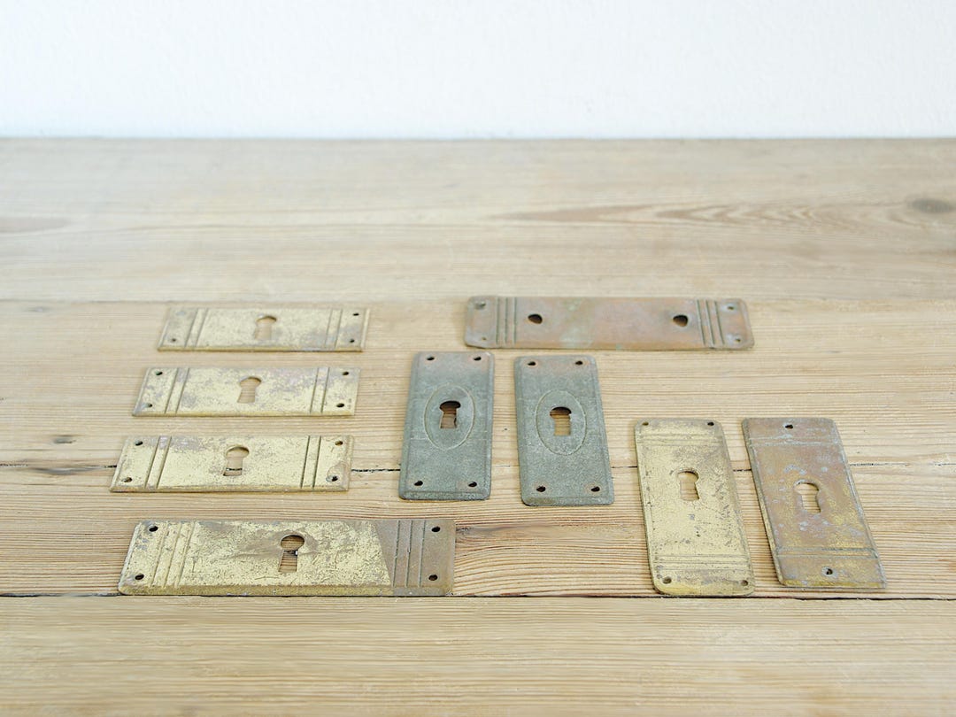 Vintage Art Nouveau Metal Key Hole Covers, Set of Decorative Brass ...