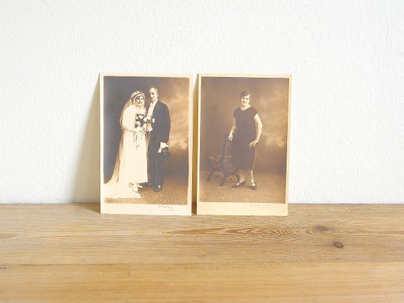 Vintage Pair Sepia Photos of Couple Real Antique Sepia Toned - Etsy
