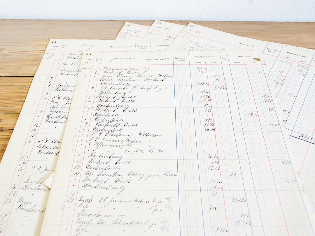 Vintage Antique Original Ledger Pages With Handwriting, Handwritten ...