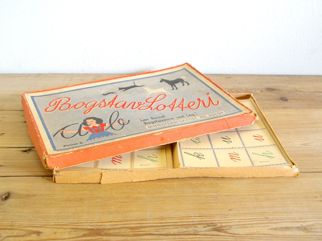 Vintage Unused Spelling Game Lotto With Pictures and Letters, Cute ...