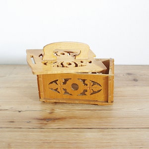 Vintage Filigree Wooden Box to Take Apart, Puzzle Fretwork Box With Lid ...