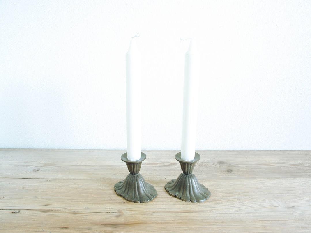 Vintage Pair of Bronze Candle Holders, Art Deco Candlesticks for ...