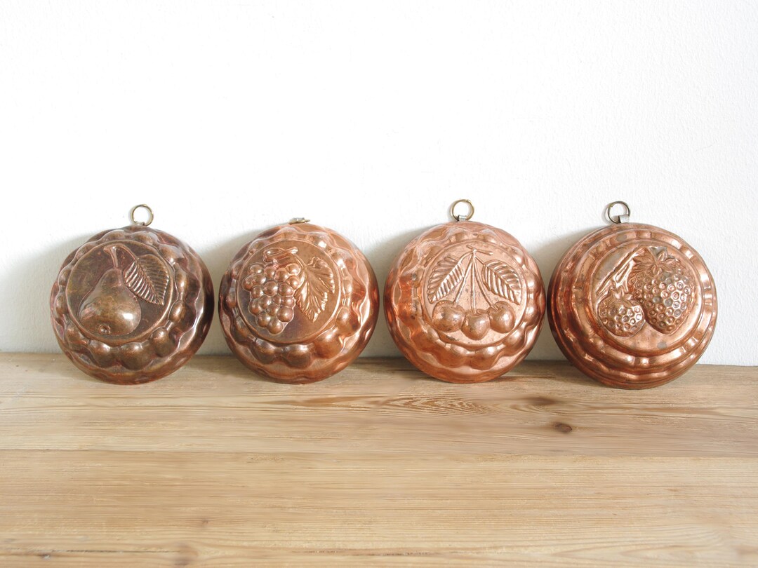 Vintage Set of Copper Molds, Old Kitchen Decor, Pudding Mold in Downton ...