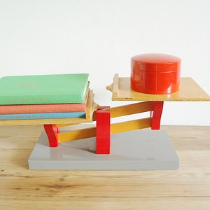Vintage Wooden Toy Grocery Store Scale Painted in Gray and Red, Toy for ...
