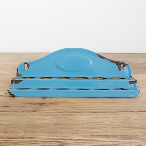 Vintage Enamel Spoon Rack Blue, Rustic Spoon Holder, Wall Shelf ...