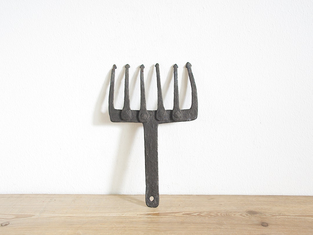 Vintage Antique Eel Iron, Hand Forged With 6 Tines, Simple Rustic ...