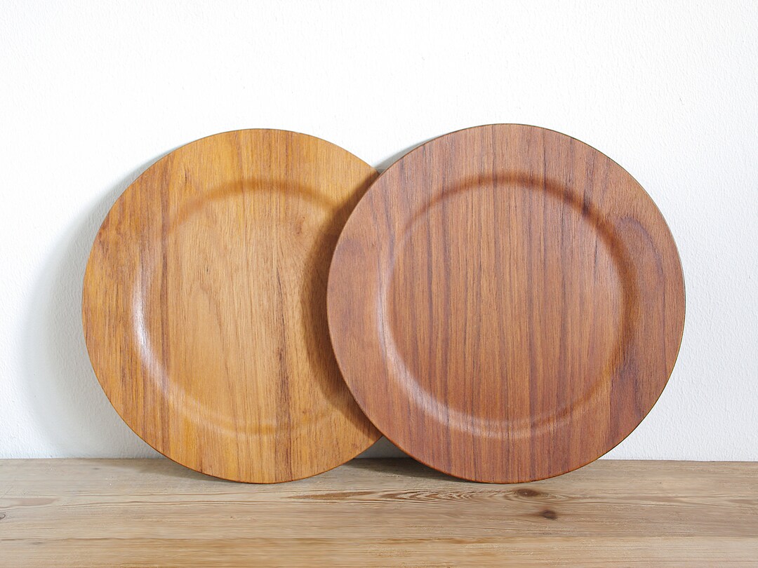Vintage Round Teak Veneer Tray or Plate in Mid Century Modern Design ...