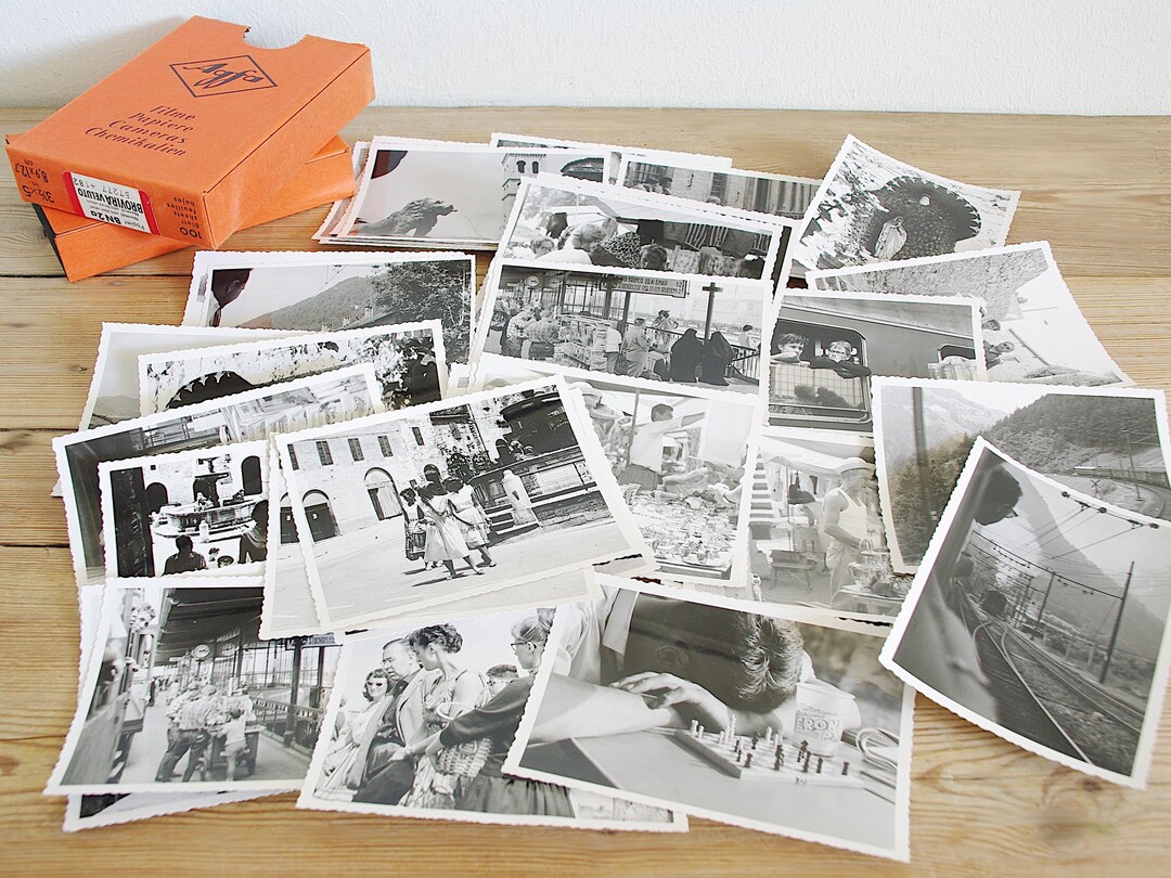 Vintage 1950s Black White Photos From Italy in Agfa Box, 34 Photos With ...