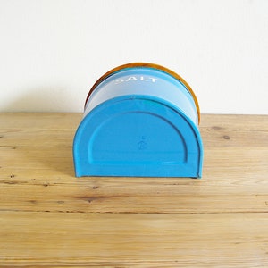 Vintage Salt Box Cellar Blue Wood Lid, Danish Enamel Blue, Country ...
