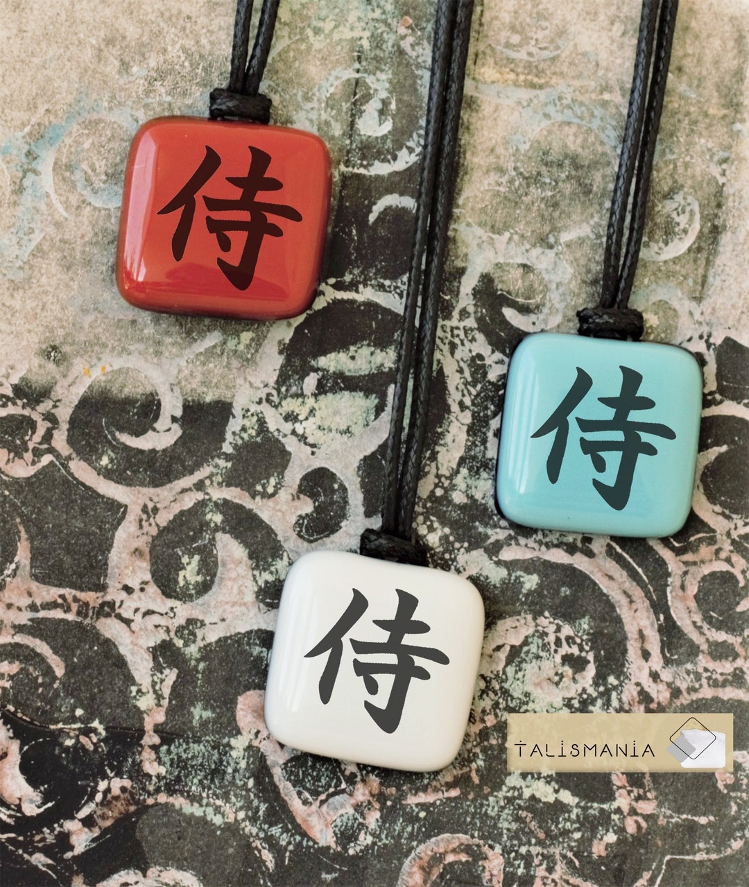 Kanji Samurai. Gifts for Groom. Warrior Pendant. Necklace of Strength ...