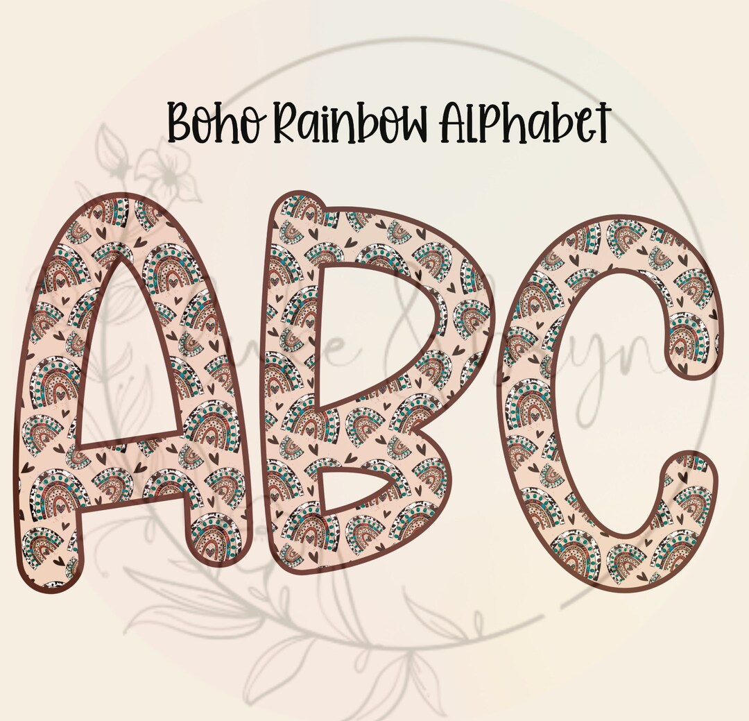 Boho Rainbow Alphabet PMG, Alphabet, PNG, Rainbow - Etsy