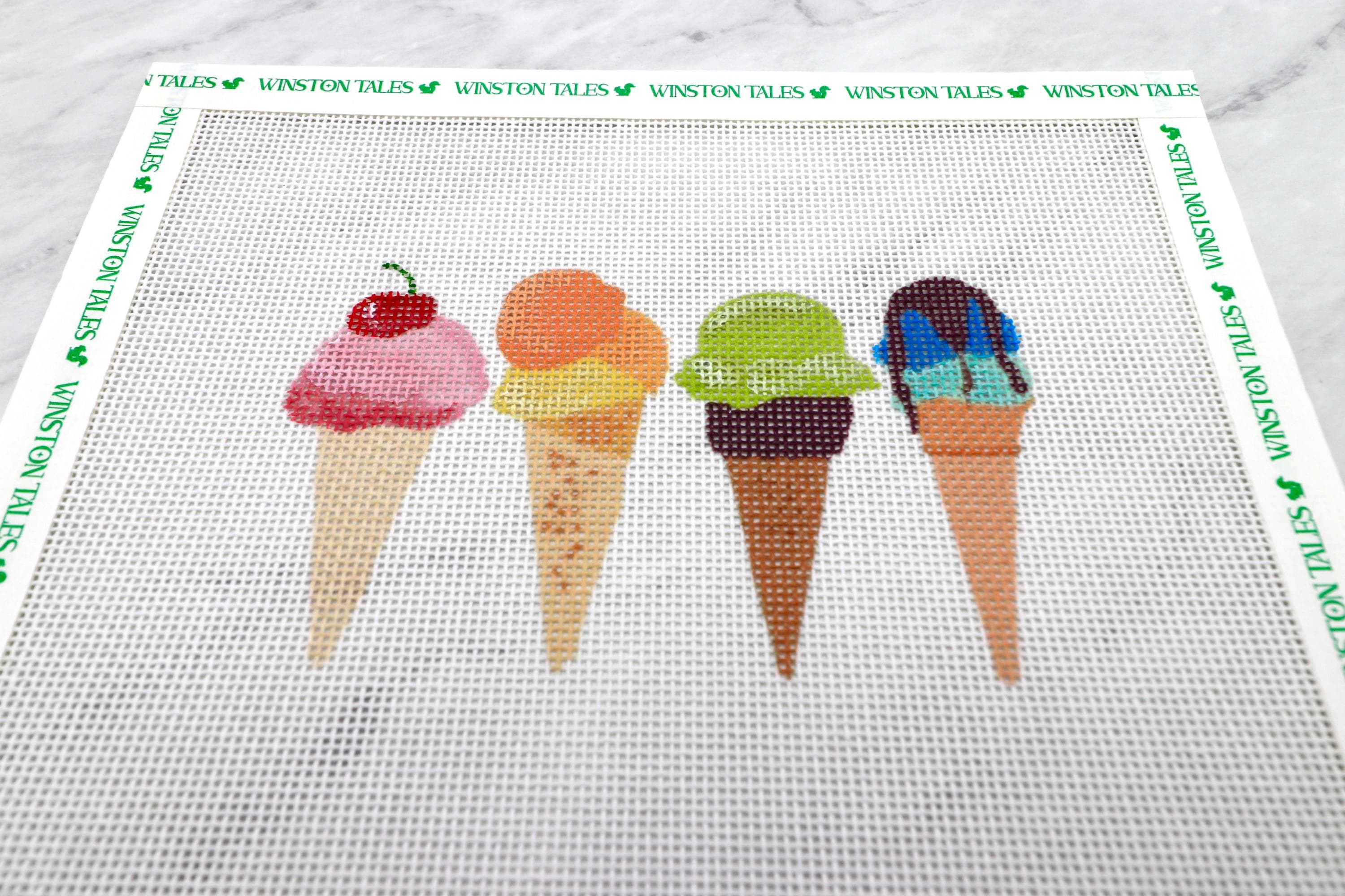 Ice Cream Line-up Hand Painted Needlepoint Canvas | 18 Mesh - Etsy