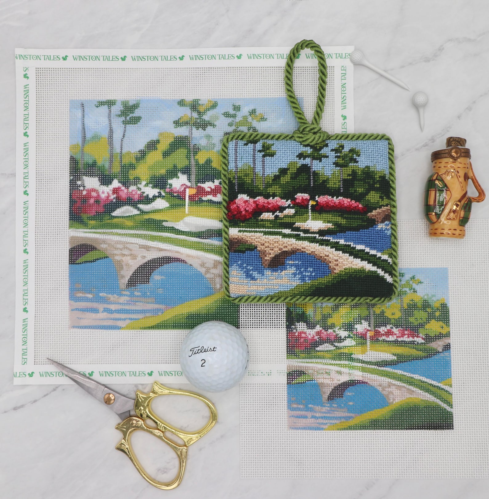 Augusta Golf Course Needlepoint Canvas | Hand-painted 4x4 - Etsy