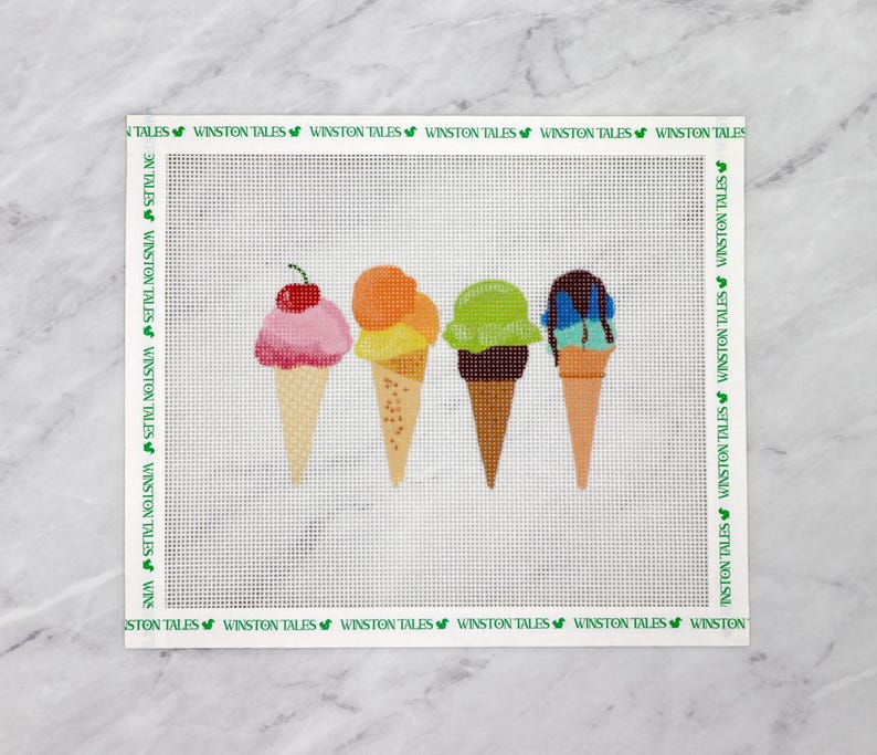 Ice Cream Line-up Hand Painted Needlepoint Canvas | 18 Mesh - Etsy