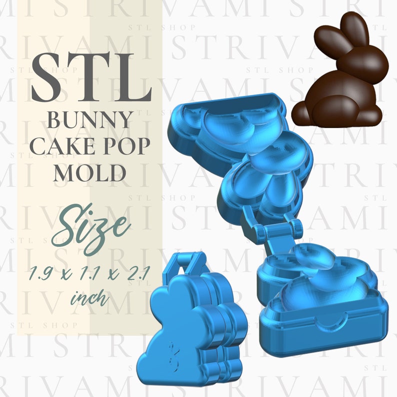 STL Bunny Cake Pop Mold, Bunny Cake Pop Mold, Digital Cake Pop Mold ...