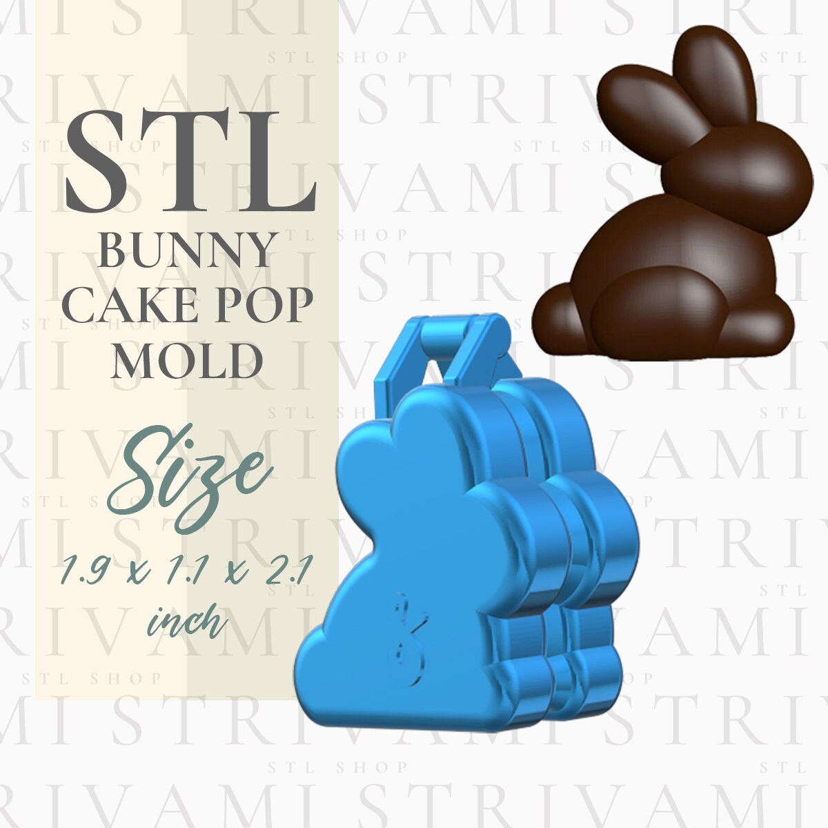 STL Bunny Cake Pop Mold, Bunny Cake Pop Mold, Digital Cake Pop Mold ...