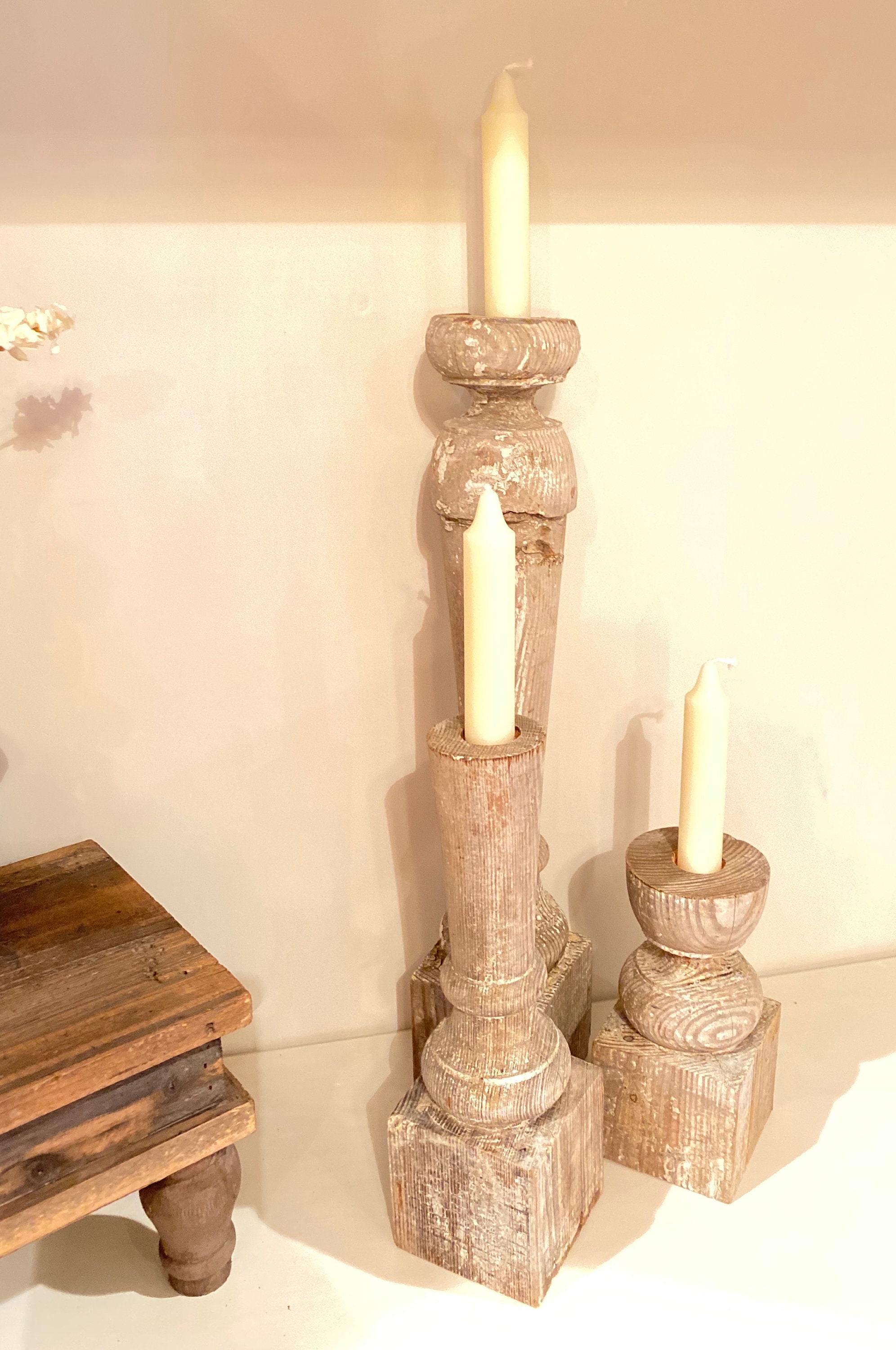 Rustic Spindle Candlesticks - Etsy