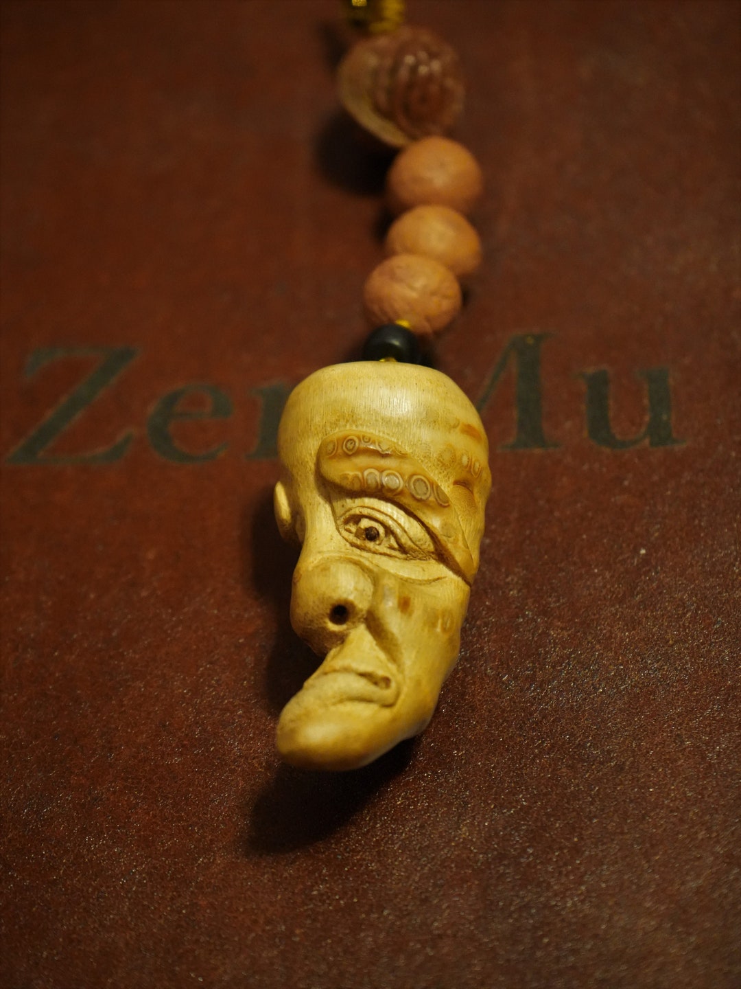 Bamboo Root Carving of Arhat Face Handheld Meditation Fidgets Pendant ...