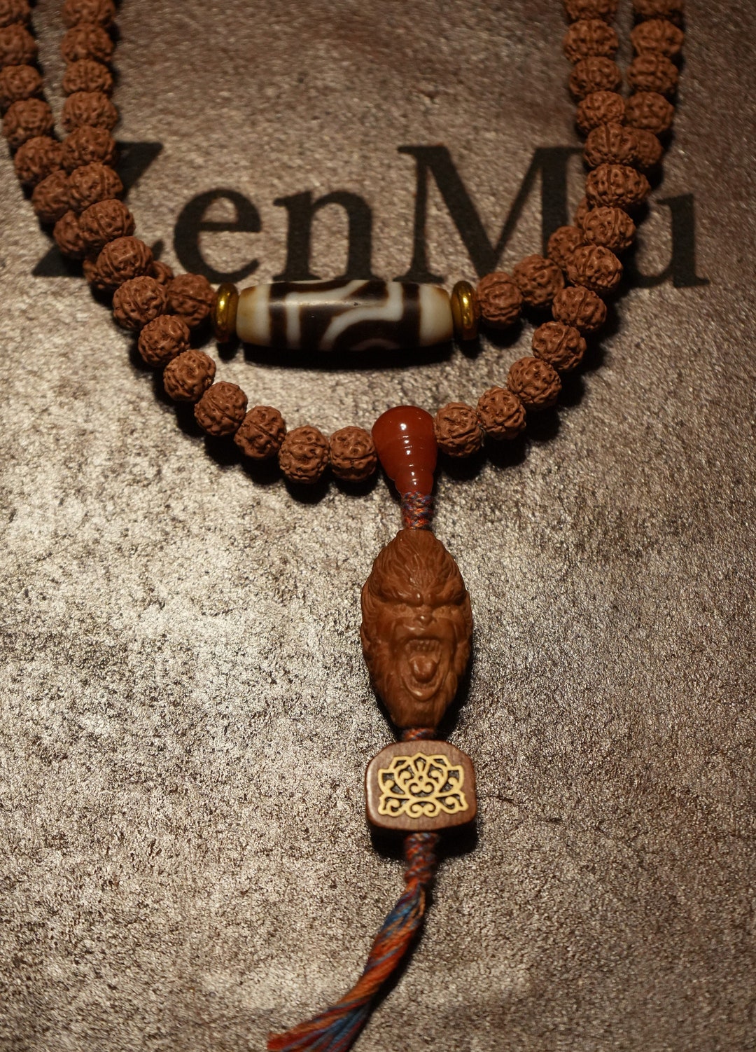 108 Mini Rudraksha Bodhi 10mm Seed Full Mala With Wukong Monkey King ...