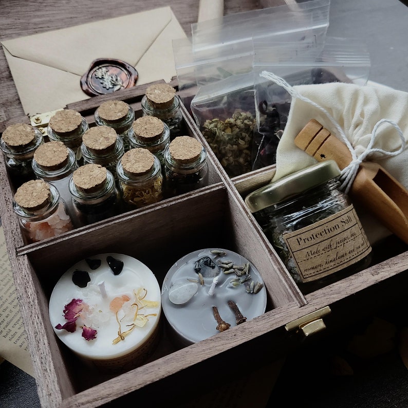 Complete Witch Altar Divination Kit with Dried Herbs Crystals | Etsy