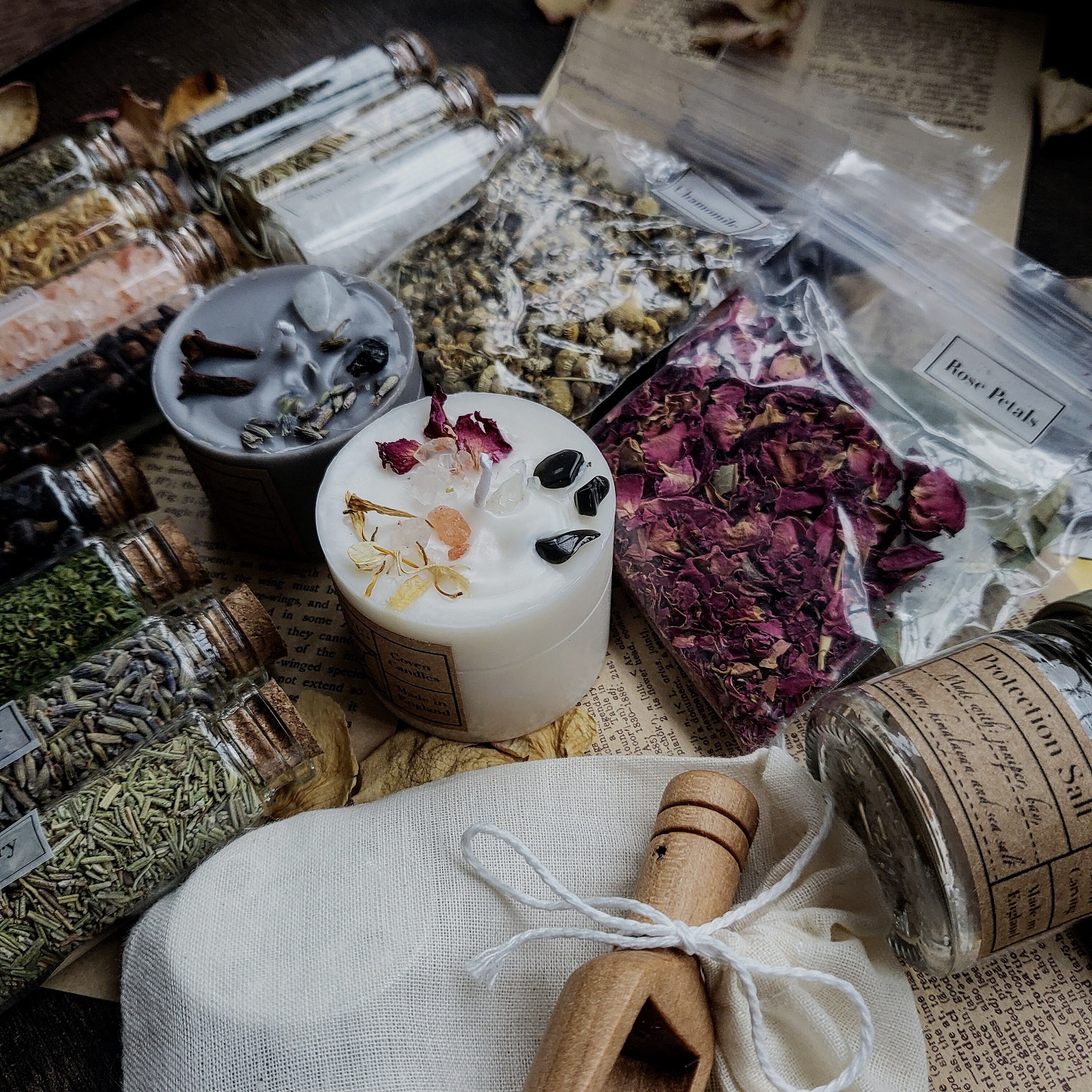 Complete Witch Altar Divination Kit with Dried Herbs Crystals | Etsy