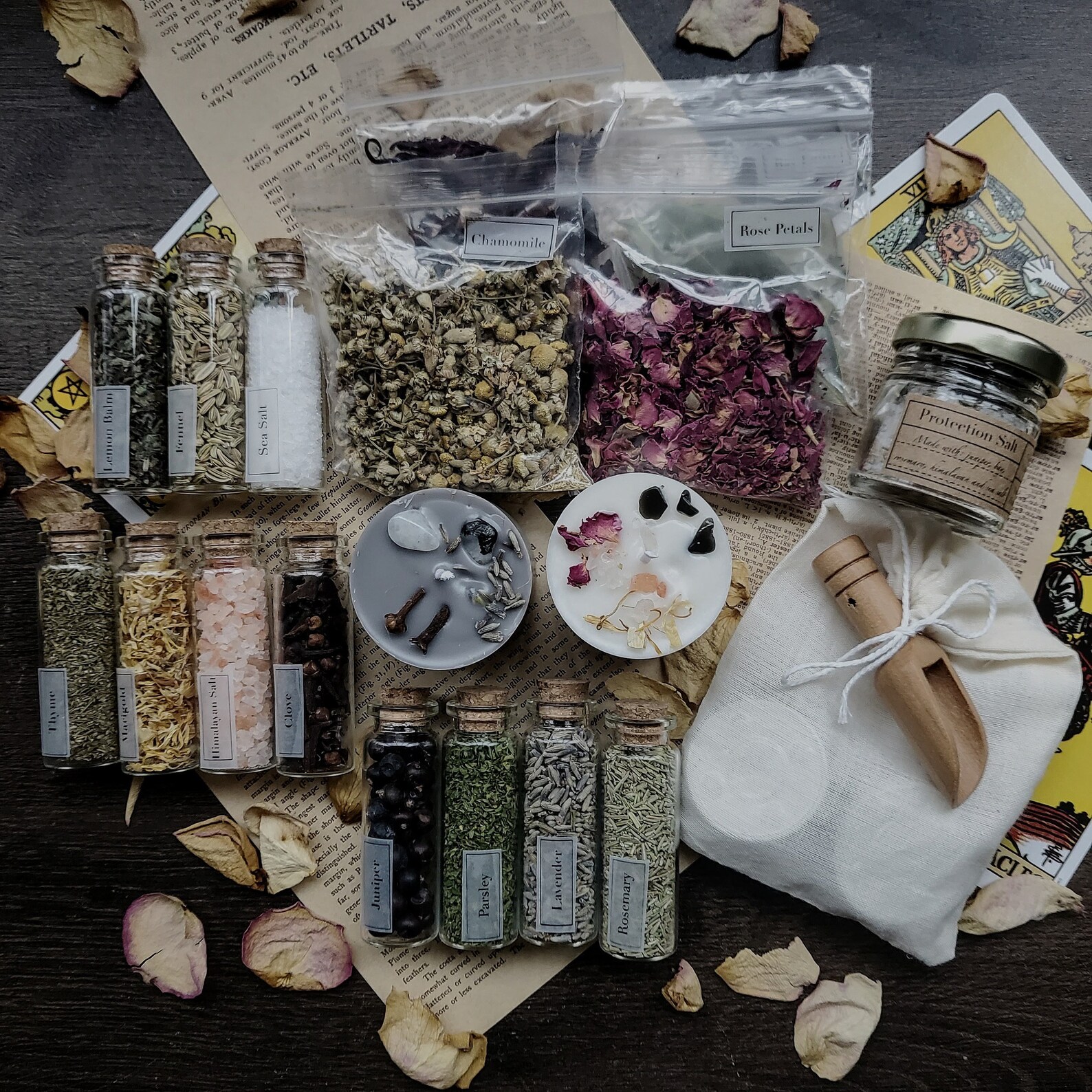 Complete Witch Altar Divination Kit with Dried Herbs Crystals | Etsy