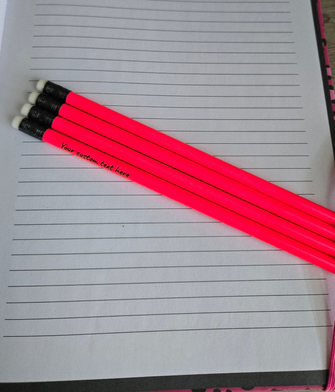 All Pink Personalized Pencils Neon Engraved Custom Pencils Lite Glow ...