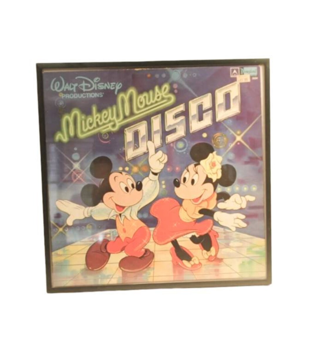 Vintage 1979 Mickey Mouse Disco Disney Glass Framed LP Album Includes ...