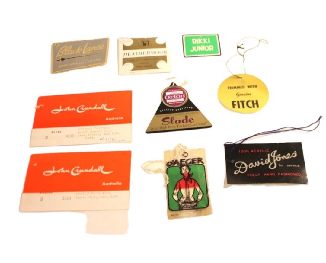 Vintage 60's Lot 9 Fashion Clothing Swing Tags Australian Labels ...