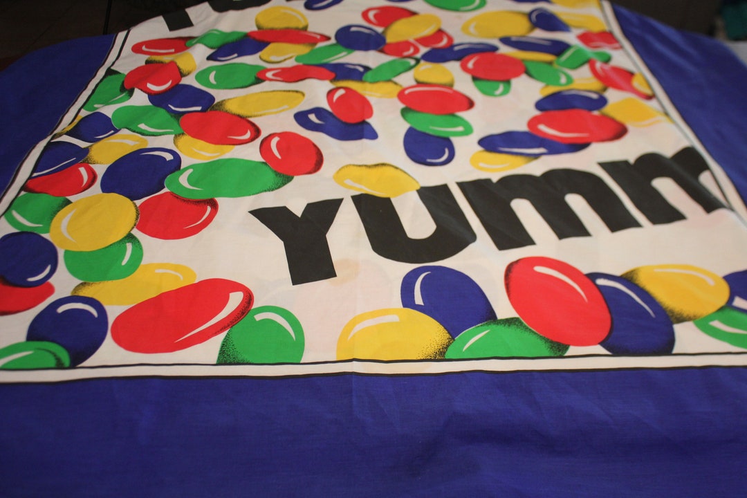 Vintage 1980's Bright Primary Colours Lollies Smarties Printed Cotton ...
