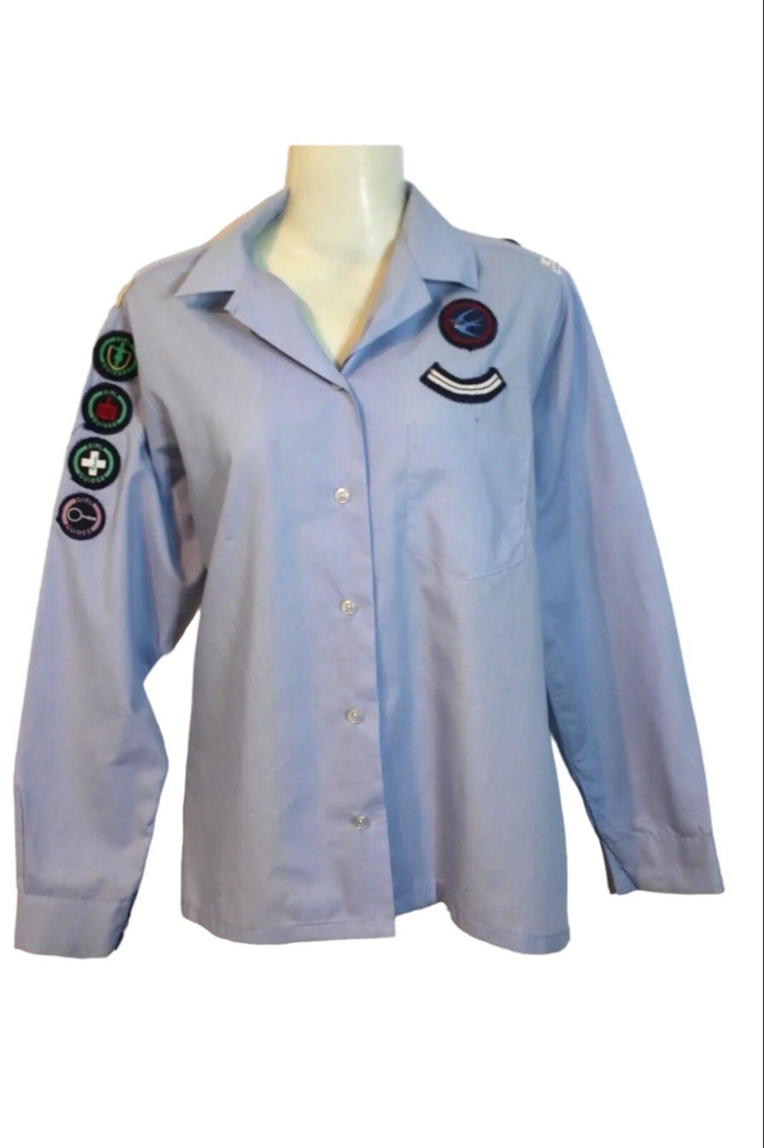 Vintage 1980's Australian Girl Guides Blue Long Sleeve Uniform Shirt ...