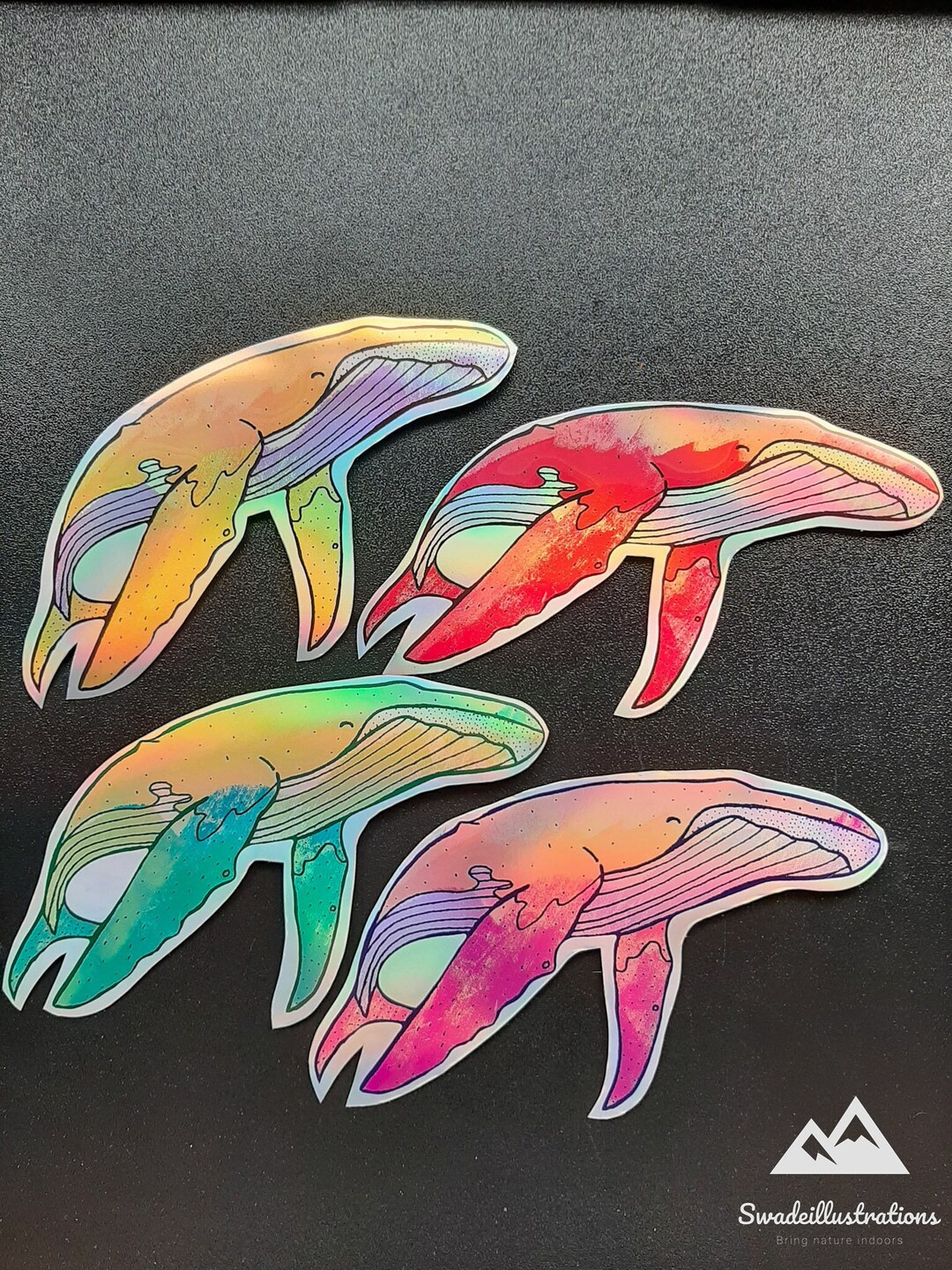 The 4 Pastel Whale Sticker Set Holographic Stickers Glossy - Etsy