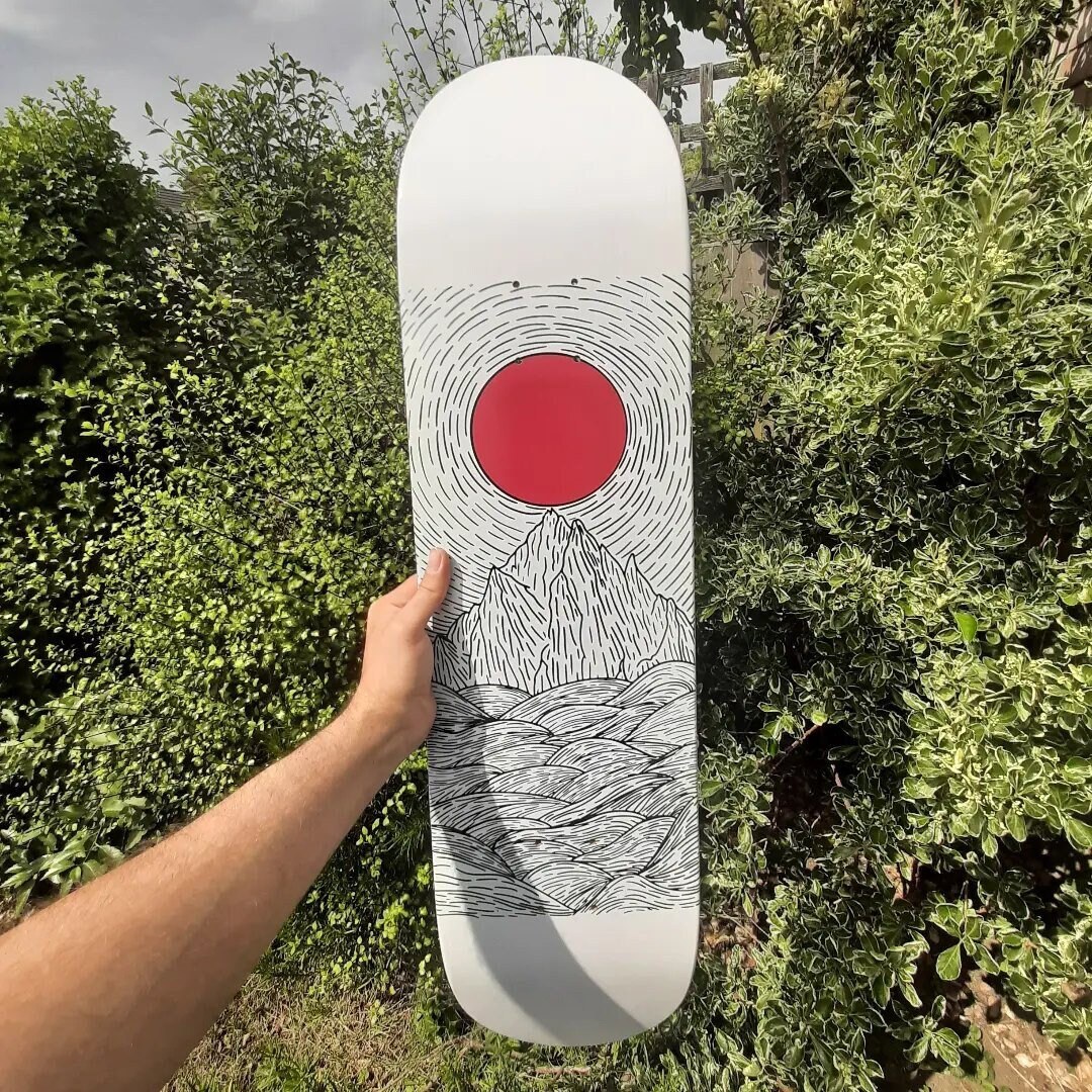 The Red Sun Cliff Skateboard Deck - Etsy