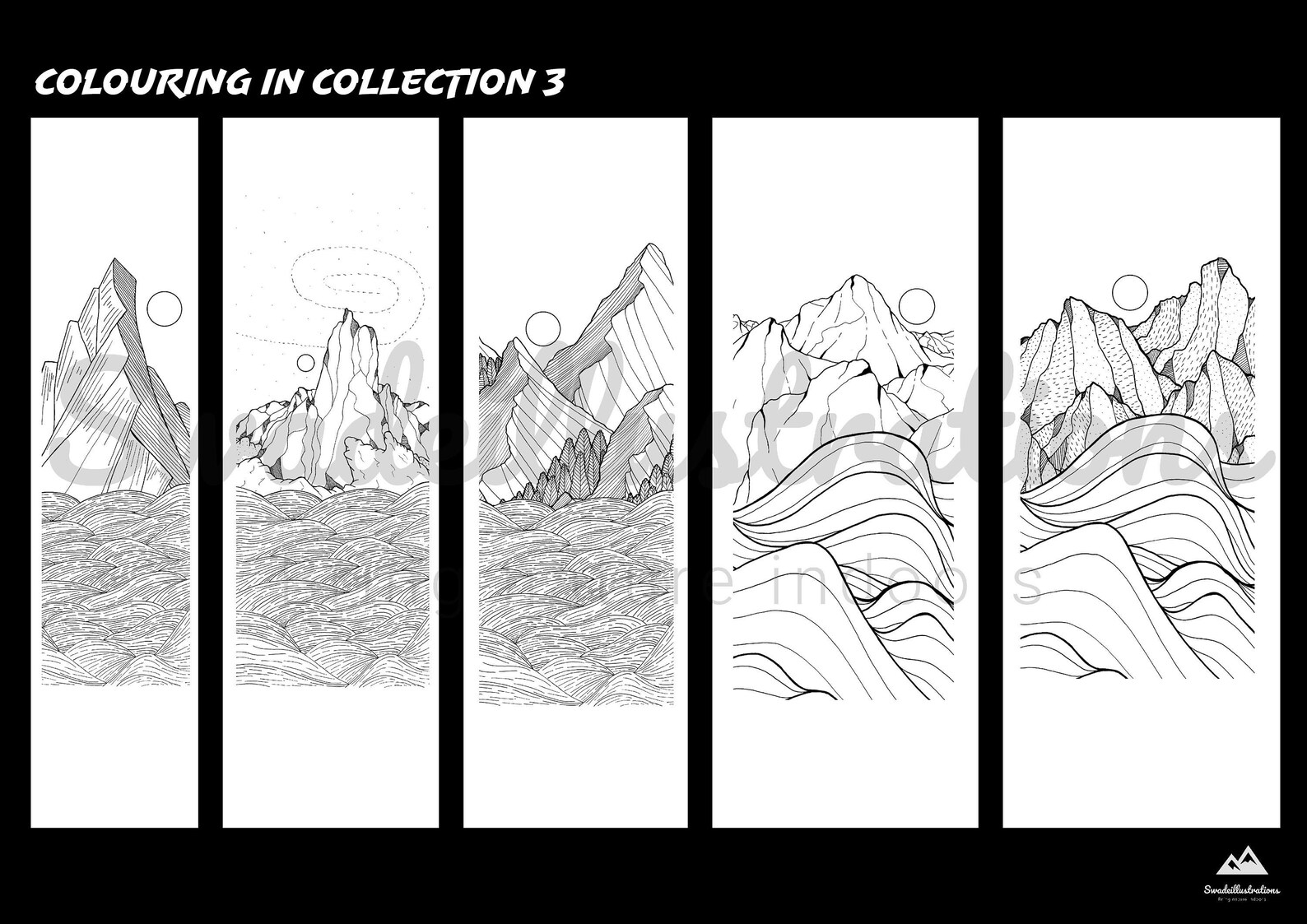 Seaside Cliff Coloring Page Collection: A4 Digital Print (digital ...