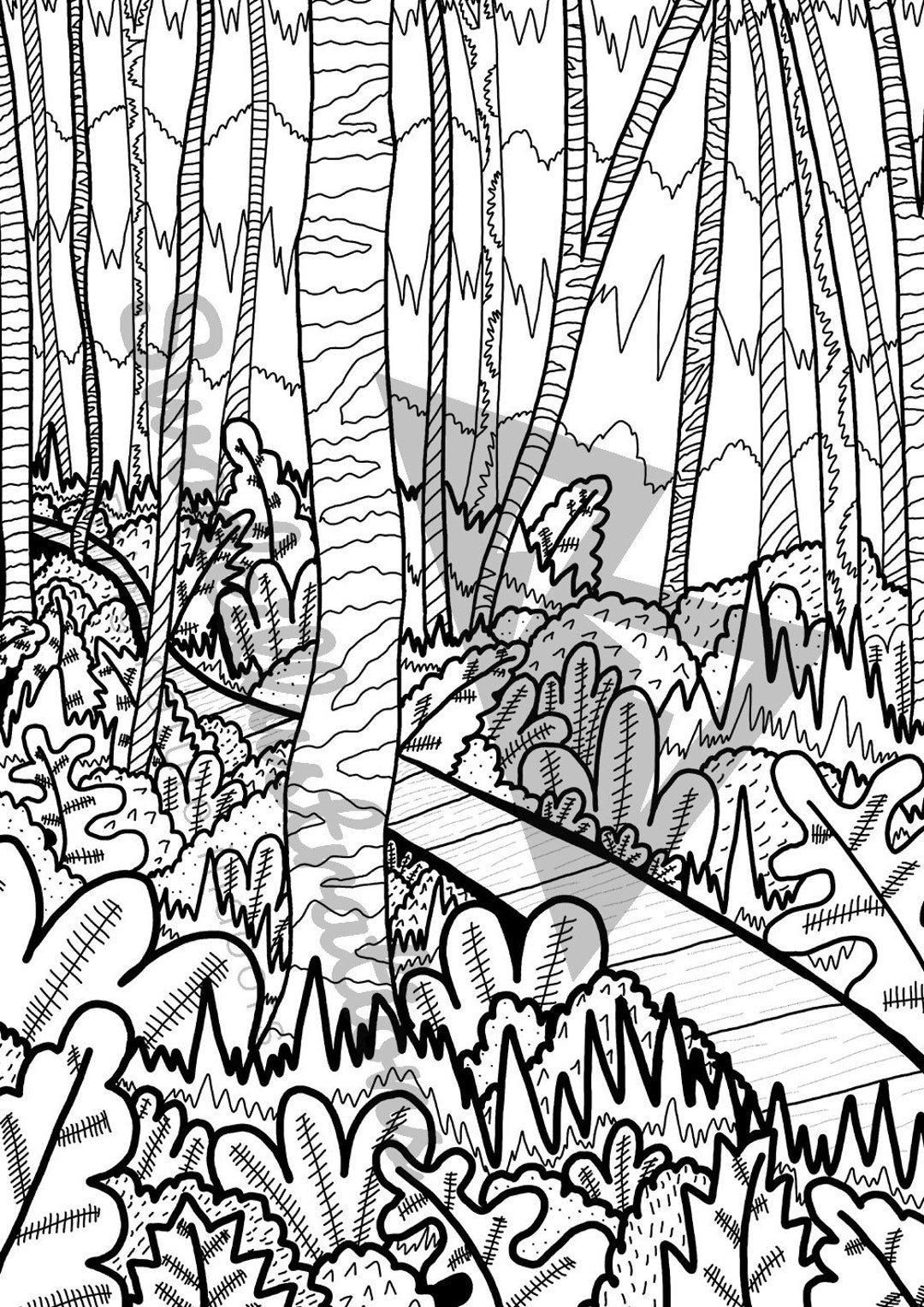 The Woodland Walk Colouring Page - Colouring Page, A4, Art Print ...