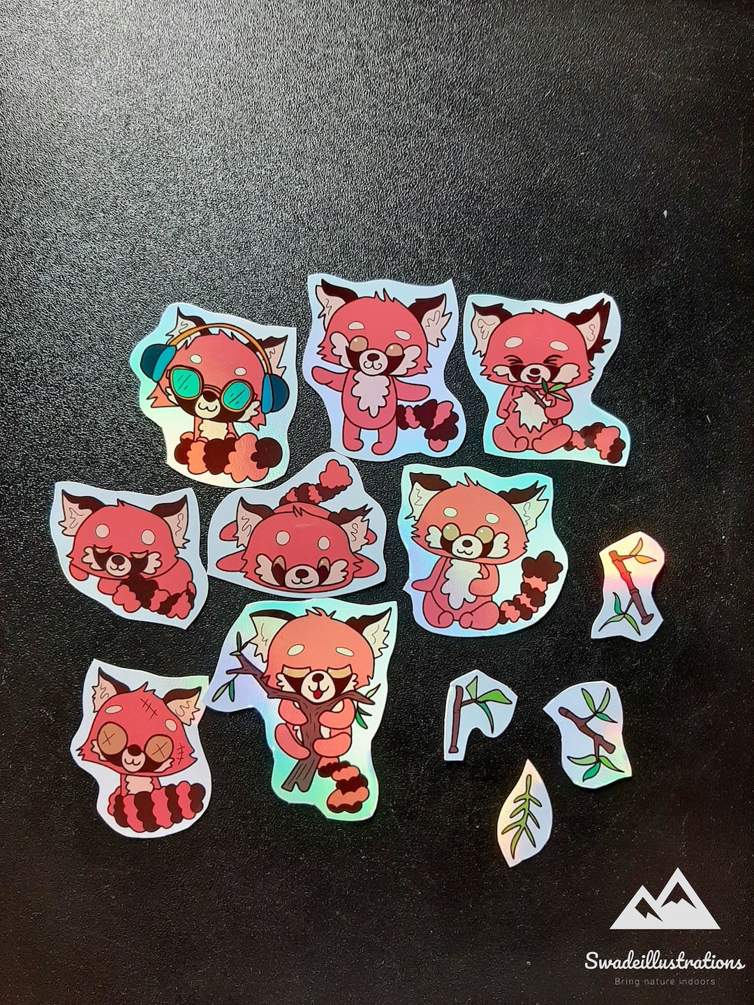The Cute Red Pandas Sticker Set Holographic Stickers, Glossy Stickers ...