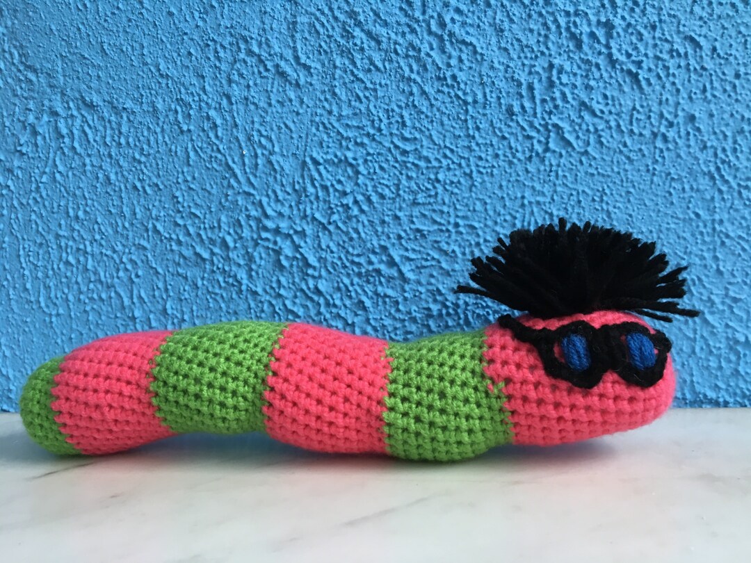 Crochet Pink Green Bookworm, Bookshelf, Booklover, Reader, Genius ...