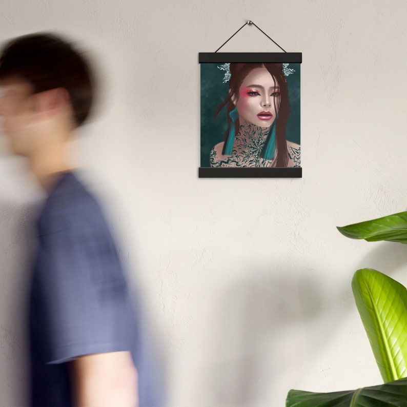 Poster With Hangers | Wall Art | Digital Portrait Painting - Etsy