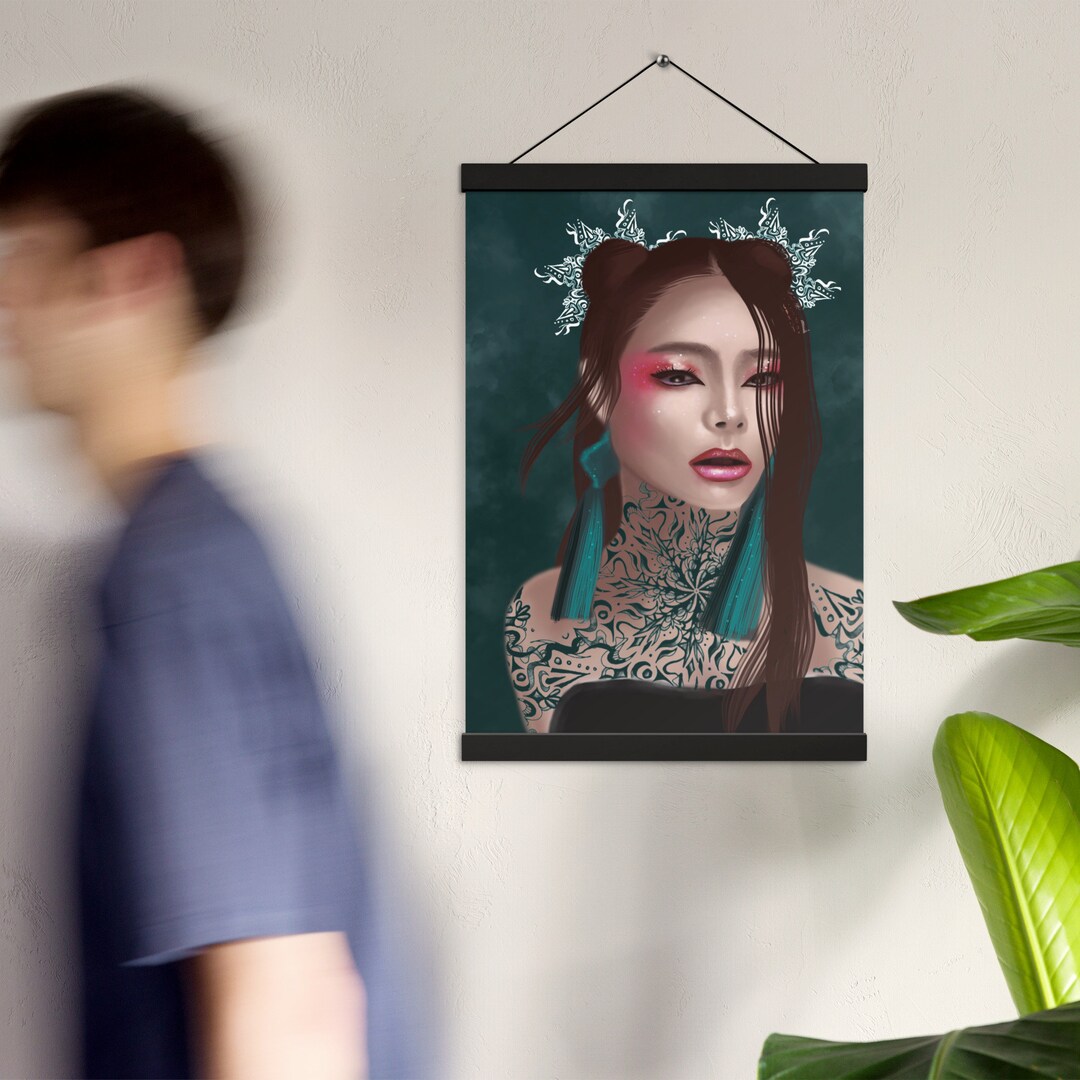 Poster With Hangers | Wall Art | Digital Portrait Painting - Etsy