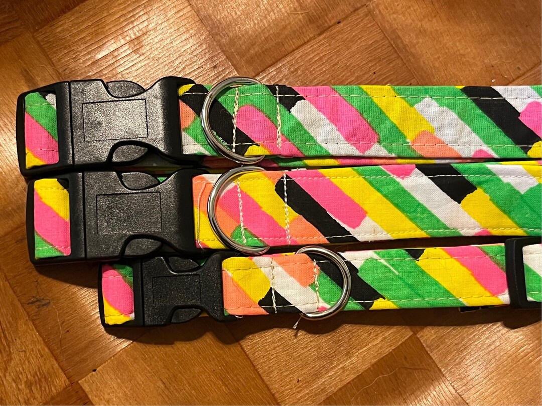 Neon Stripes Dog Collar Adjustable Boy or Girl Dog Collar - Etsy