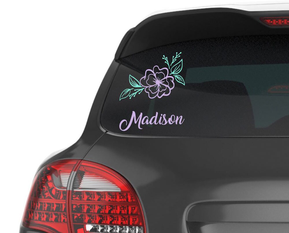 Flower Car Decal Flower Decal Car Name Decal Car Vinyl Decal | Etsy