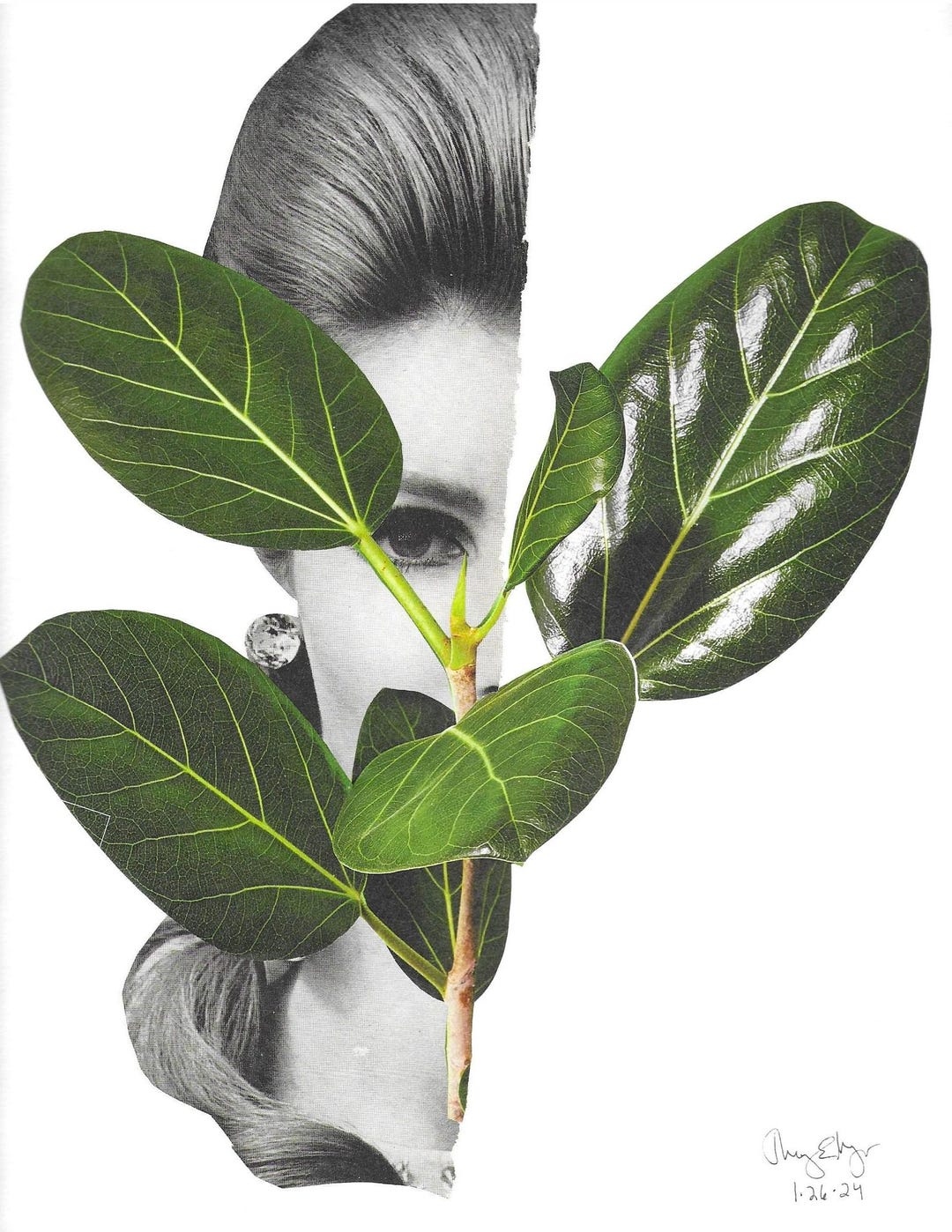 Vintage Vegetation, Original Collage, Vintage Woman, Surreal Collage ...