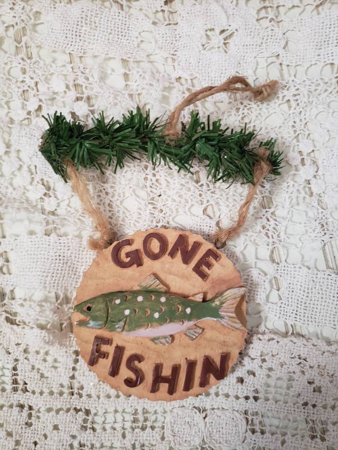 Gone Fishing Ornament: Rustic Christmas Tree Decor - Etsy