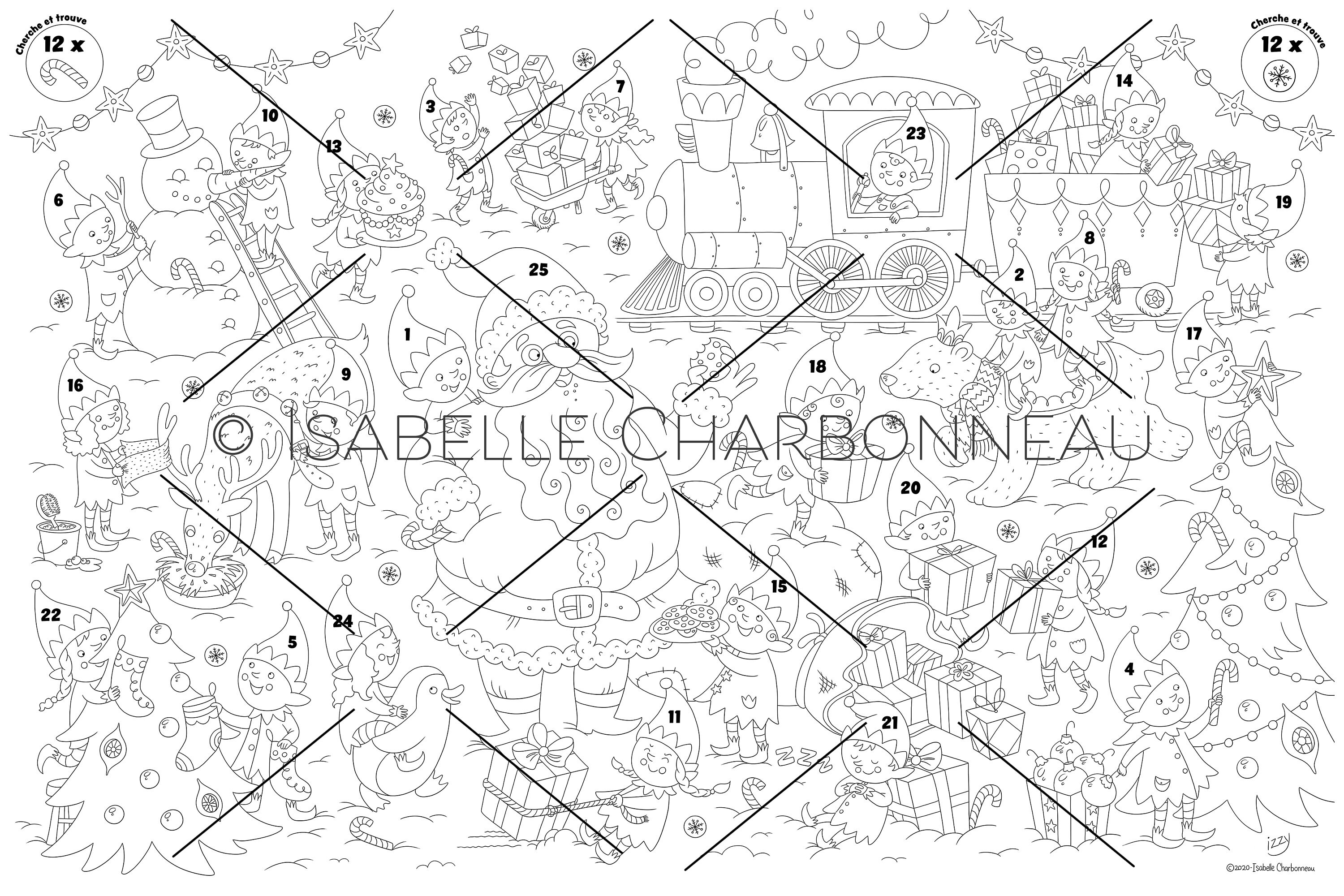 Calendrier De L'avent à Colorier, Coloriage De Noël, Cadeau Pour Enfant ...