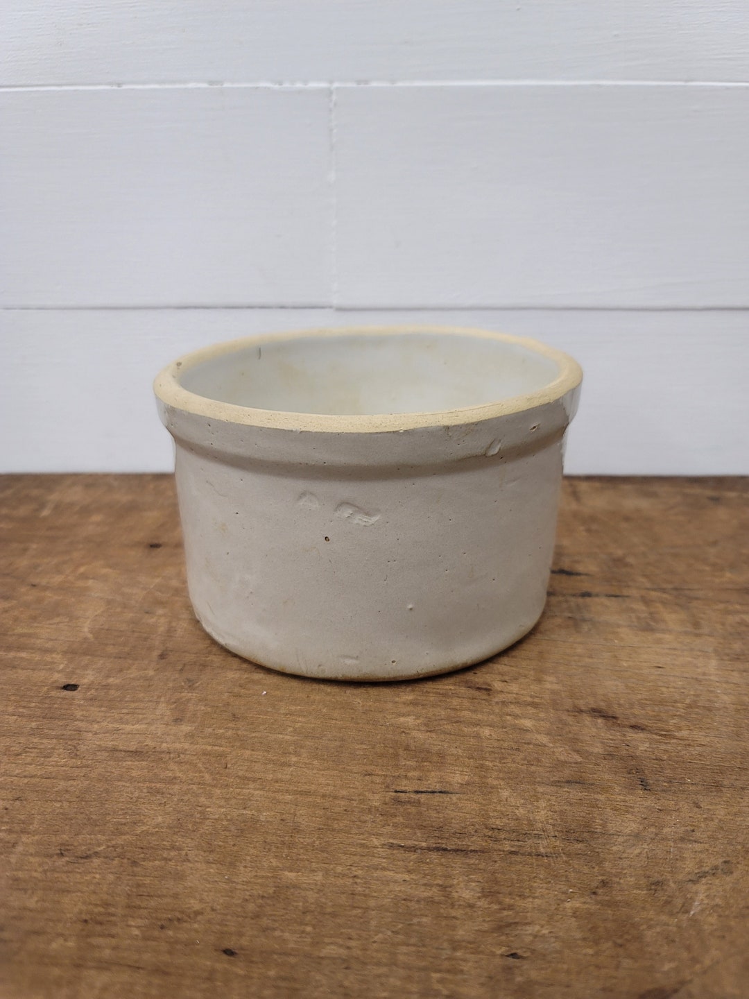 Vintage Stoneware Egg Beater Crock - Farmhouse Kitchen - Round Curved ...