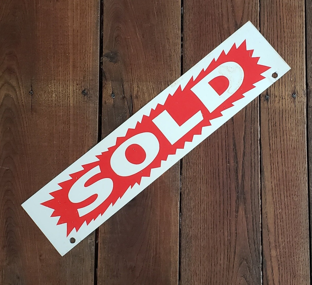 Vintage Metal Realtor SOLD Sign - Red and White Sold Sign - Mancave ...